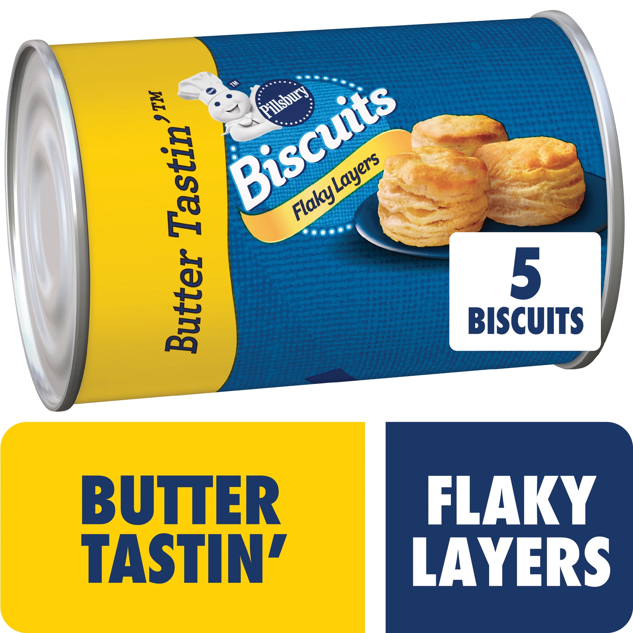 Pillsbury Flaky Layers Butter Tastin' Canned Biscuits 5 Count 6 oz ...