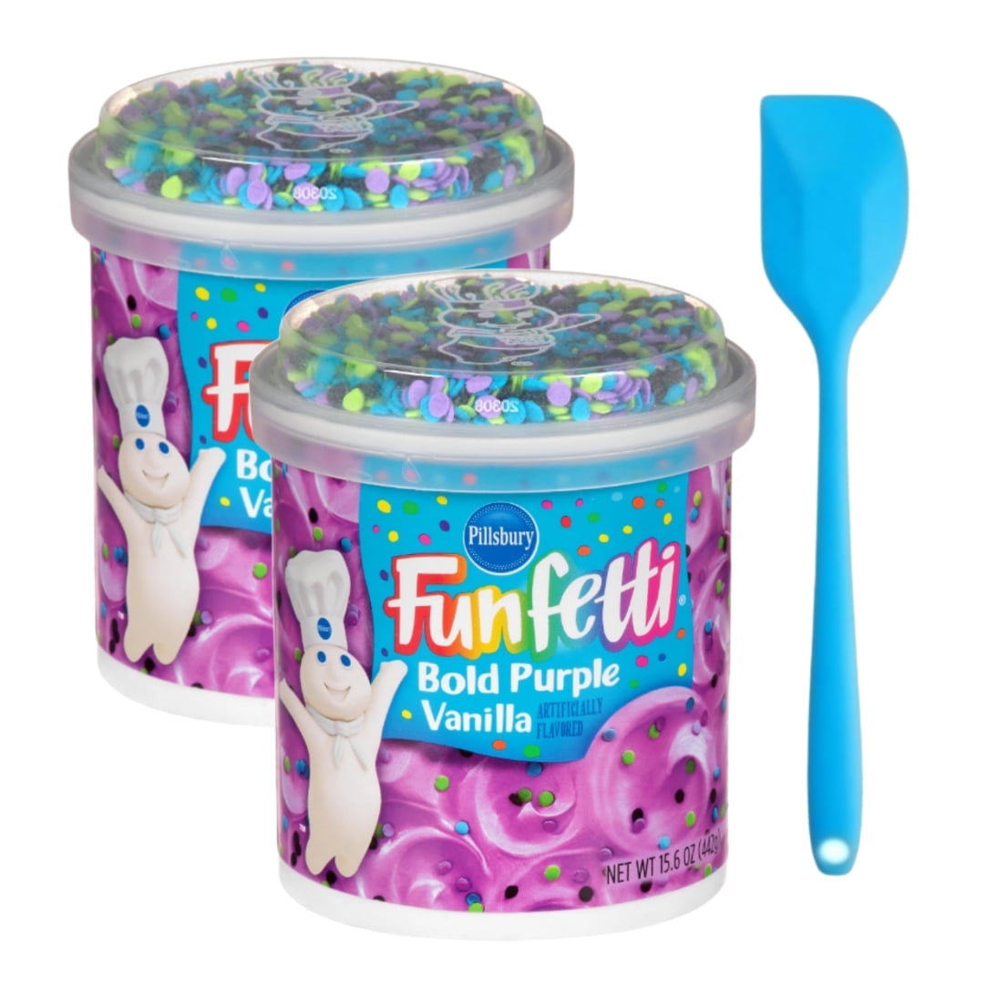 Pillsbury Funfetti Bold Purple Vanilla Frosting, 15.6 Oz Tub (2 pack ...