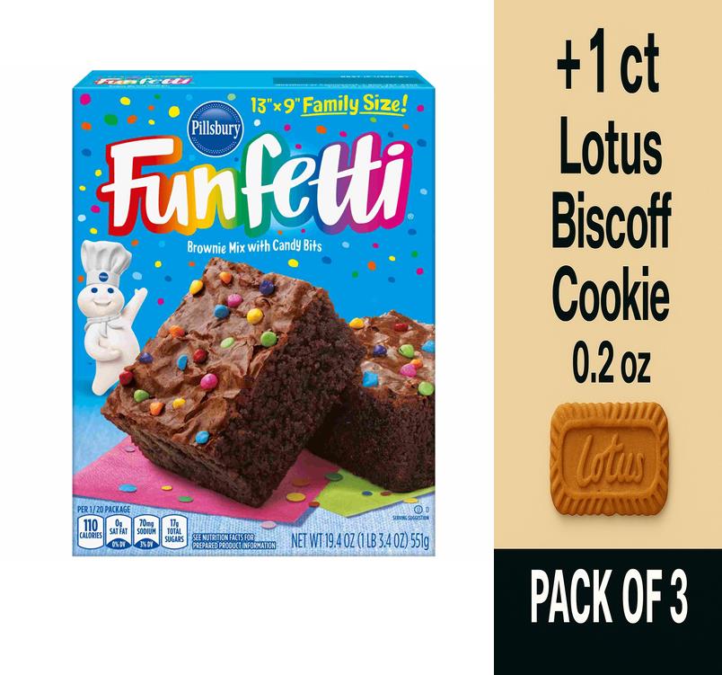 Pillsbury Funfetti Brownie Mix with Candy Bits - 19.4 oz - Pack of 3 ...