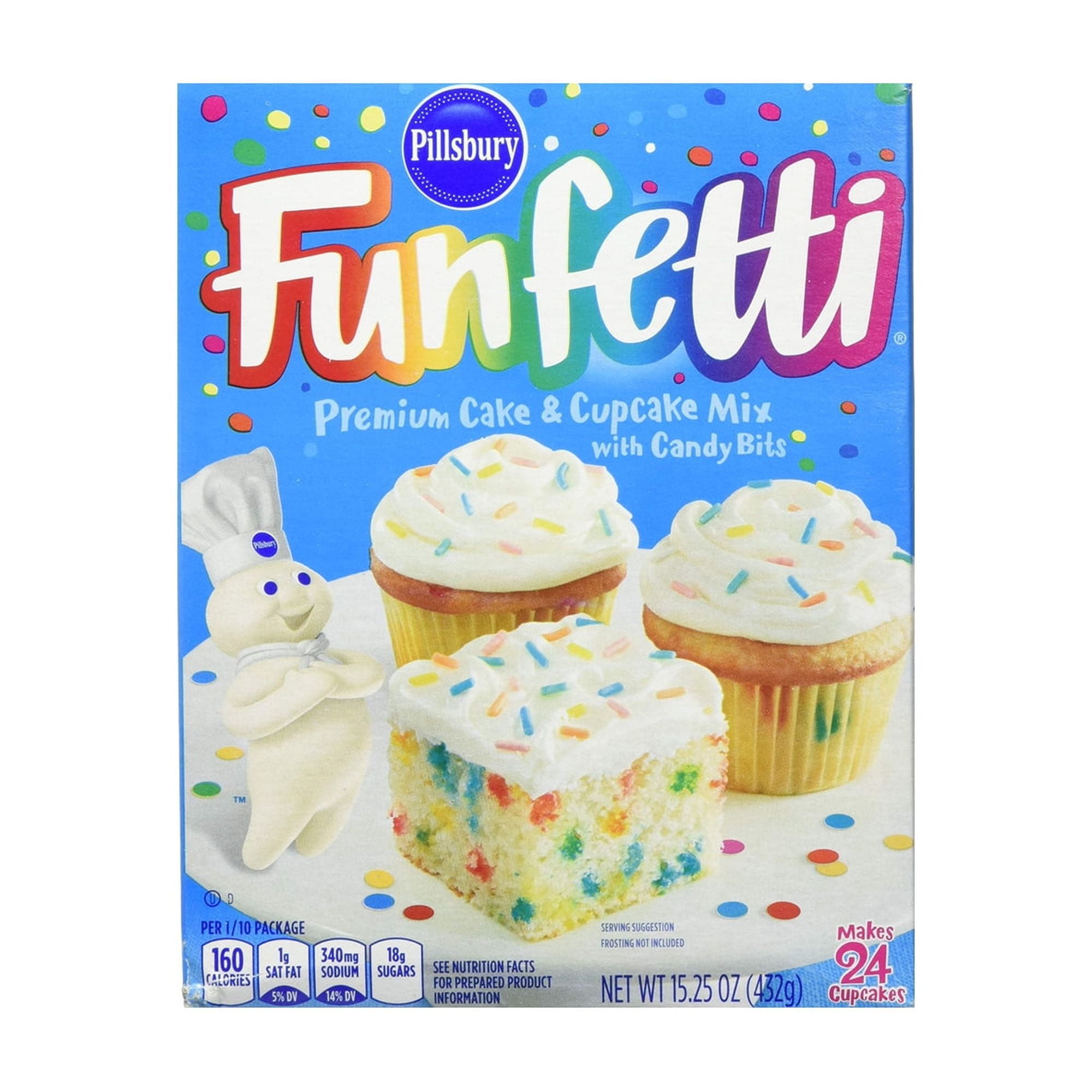 Pillsbury Funfetti Cake & Cupcake Mix with Candy Bits 15.25 oz (Pack of ...