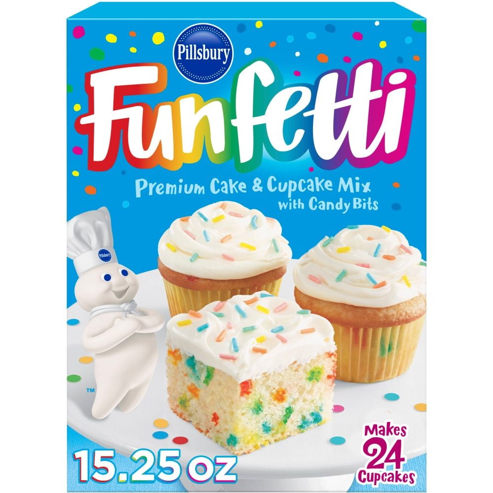 Pillsbury Funfetti Cake Mix with Candy Bits, 15.25 Oz Box - Pack of 2 ...