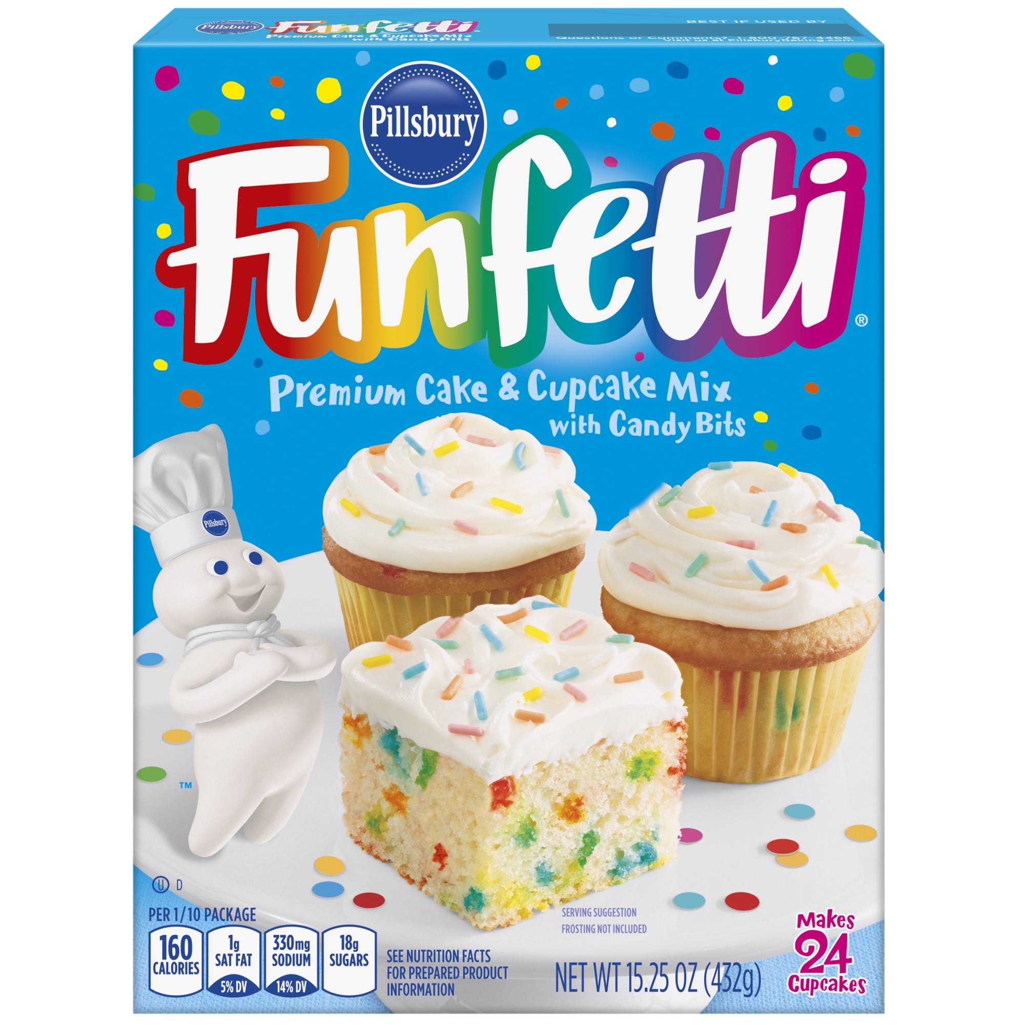Pillsbury Funfetti Cake Mix with Candy Bits, 15.25 oz Box - Walmart.com