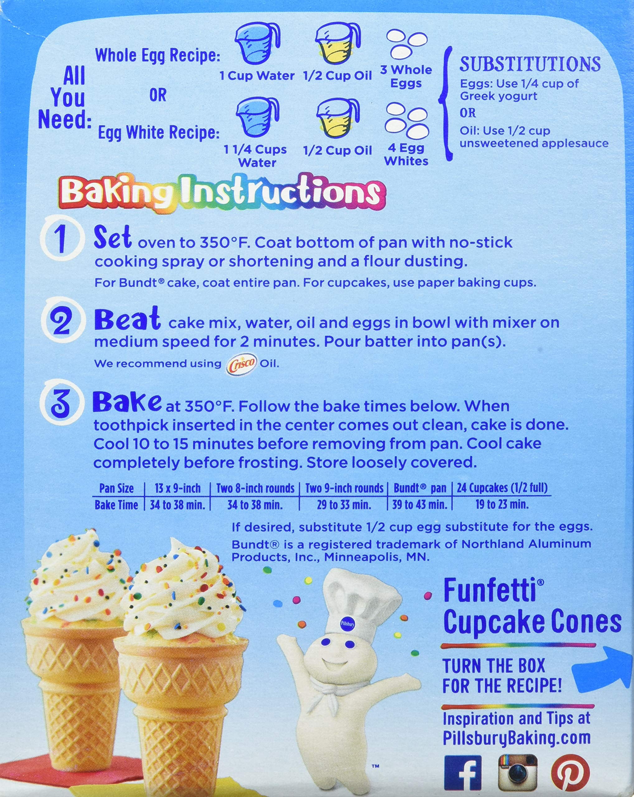 Pillsbury Funfetti Cake Mix, Moist White Cake with Candy Bits, Baking ...