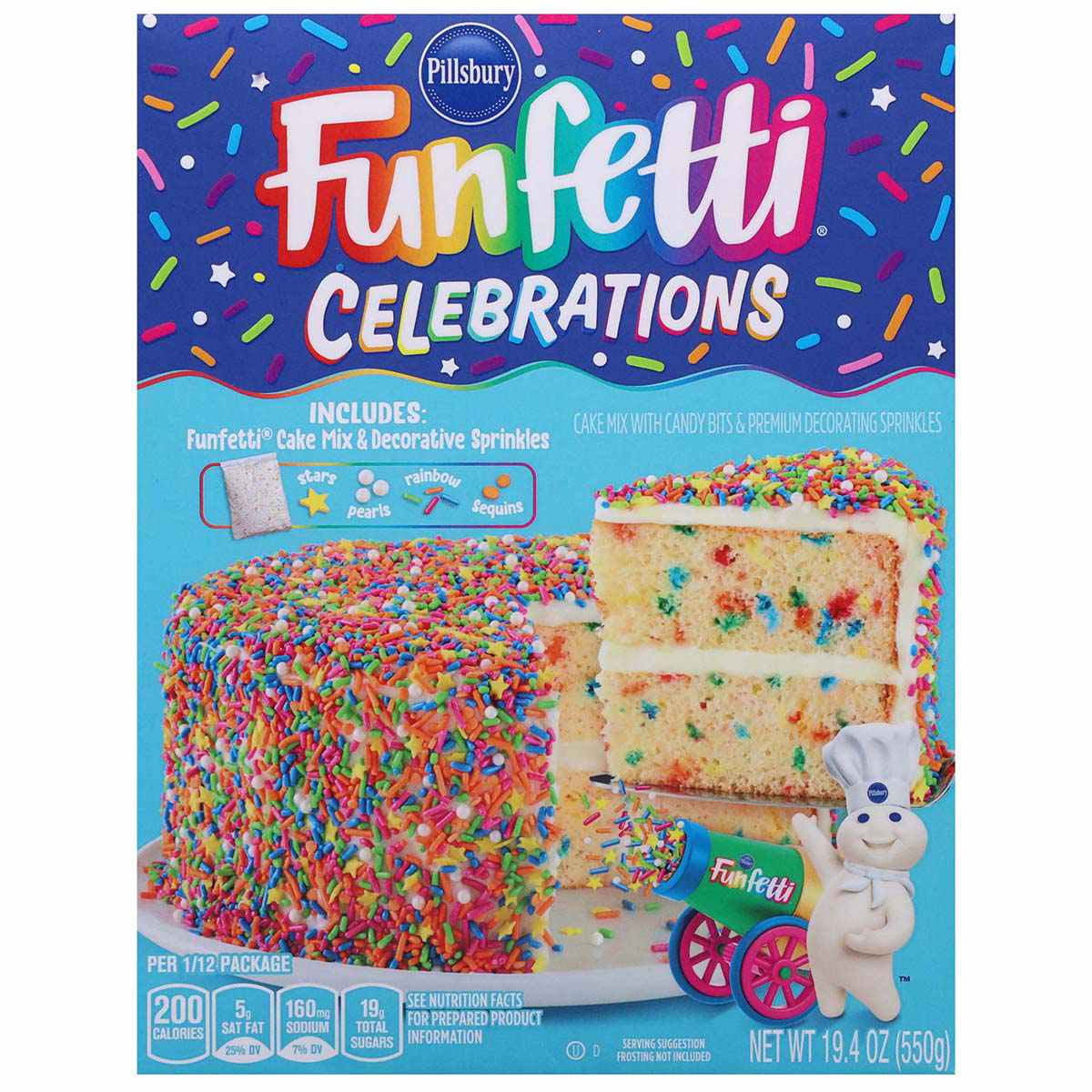 Pillsbury Funfetti Celebrations Cake Mix Kit Fun Colorful Cake Kit Easy ...