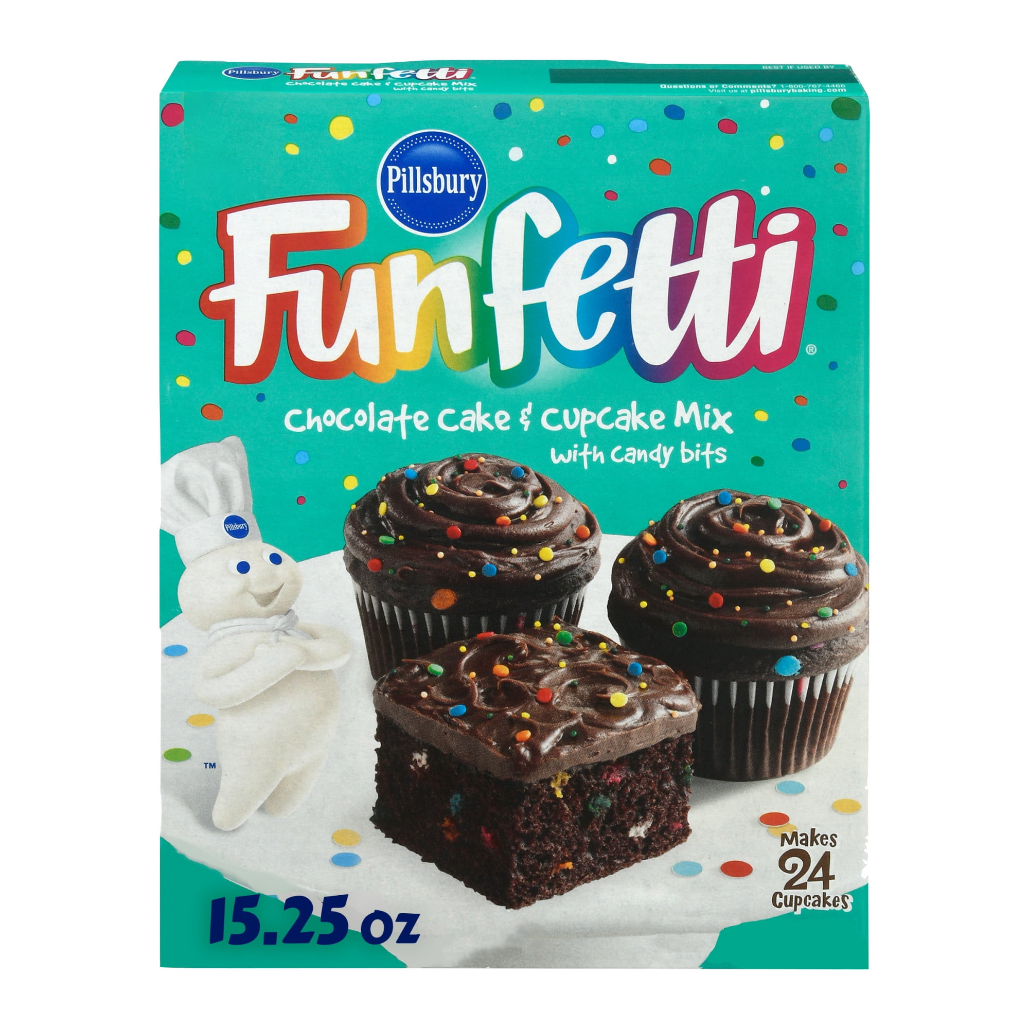 Pillsbury Funfetti Chocolate Cake Mix with Candy Bits, 15.25 Oz Box ...