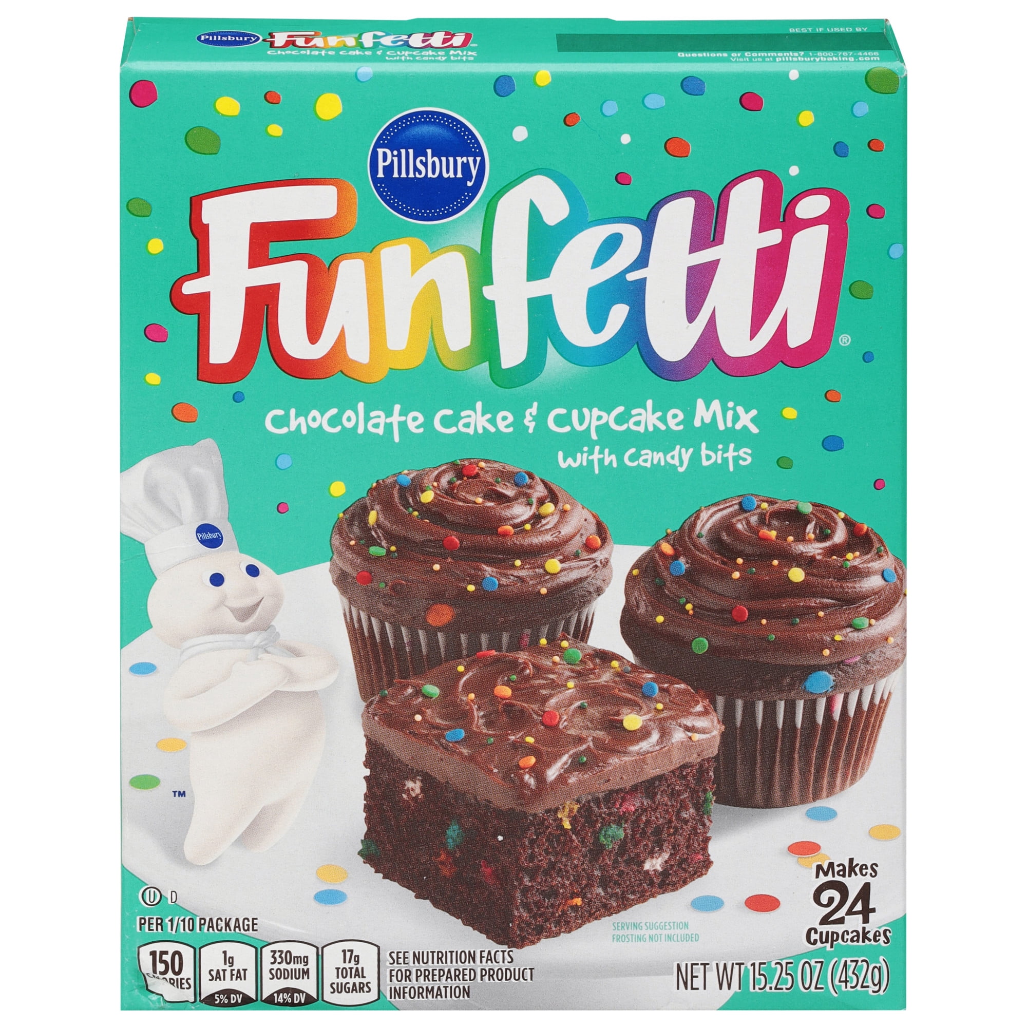 Pillsbury Funfetti Chocolate Cake Mix with Candy Bits, 15.25 Oz Box ...