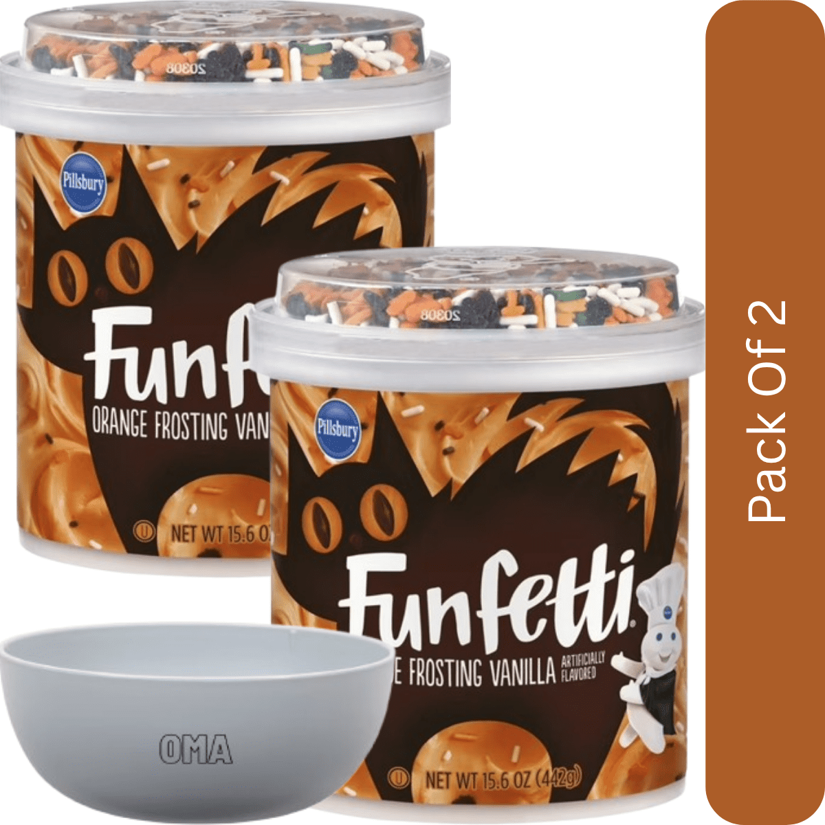 Pillsbury Funfetti Halloween Vanilla Frosting – 15.6 oz Tub-2pk, With ...