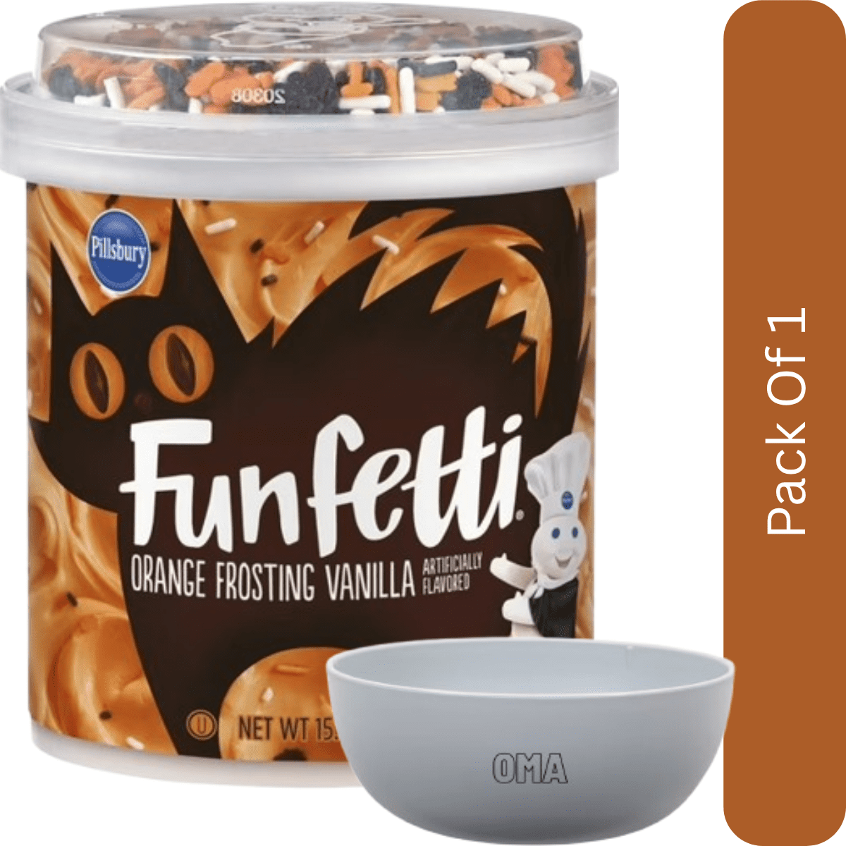 Pillsbury Funfetti Halloween Vanilla Frosting – 15.6 oz Tub- With White ...