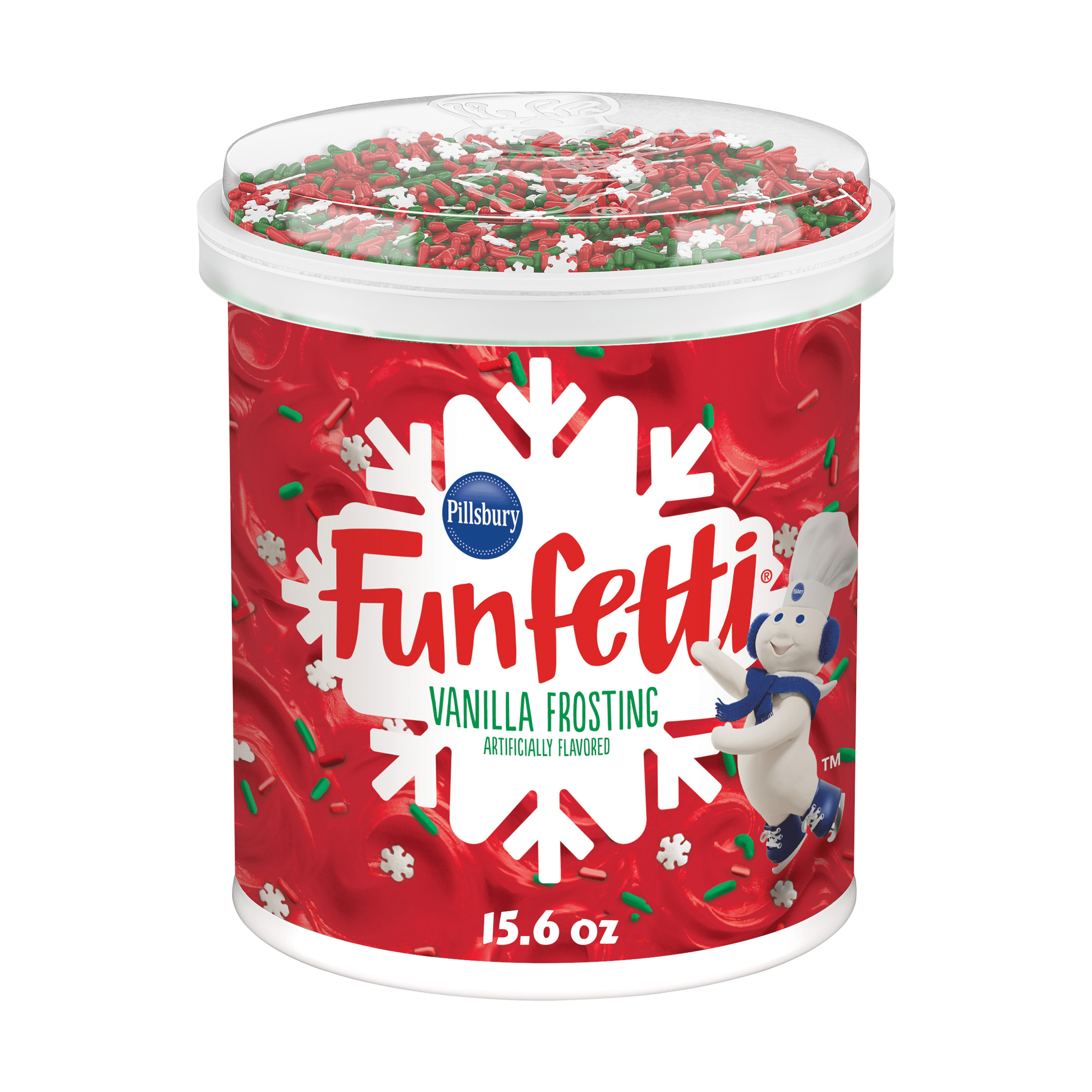 Pillsbury Funfetti Holiday Red Vanilla Frosting, 15.6 oz Tub - Walmart.com