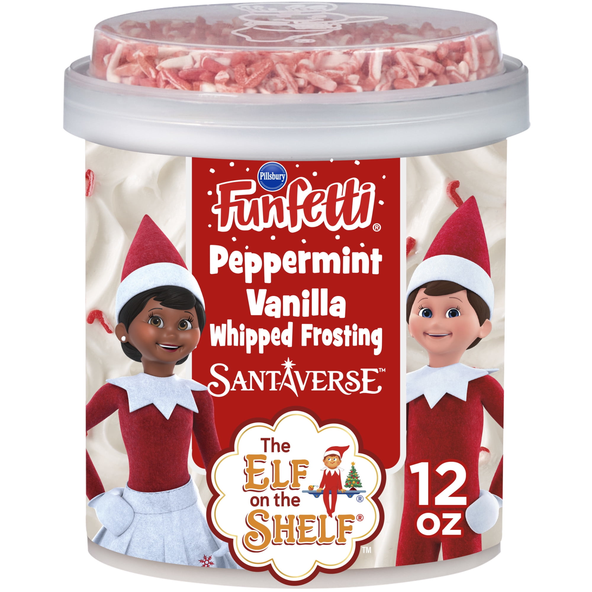 Pillsbury Funfetti The Elf on the Shelf Peppermint Vanilla Whipped Frosting, 12 oz Tub - Walmart.com