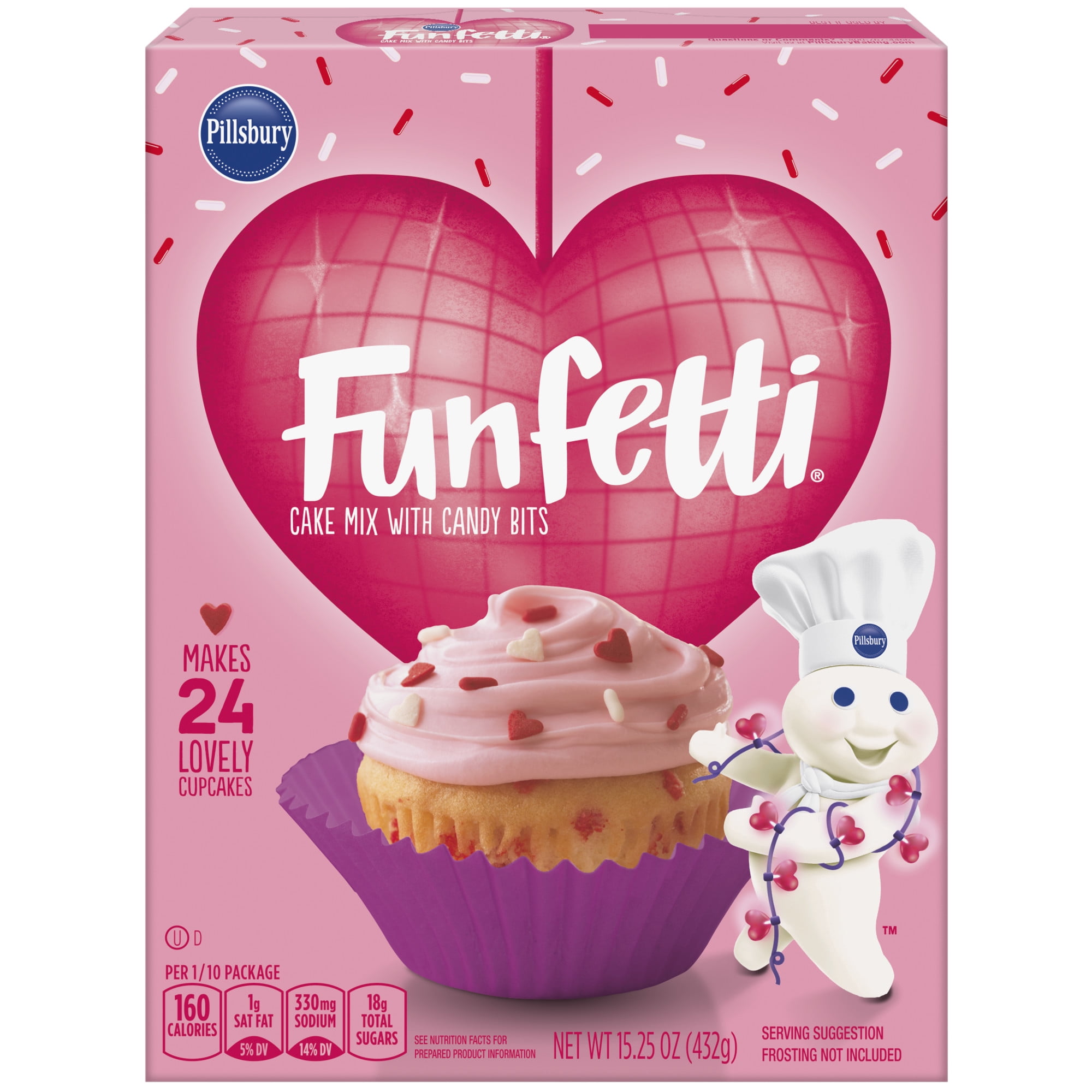 Pillsbury Funfetti Valentine's Cake Mix with Candy Bits, 15.25 oz Box ...