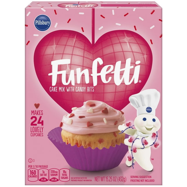 Pillsbury Funfetti Valentine's Cake Mix with Candy Bits, 15.25 oz Box ...