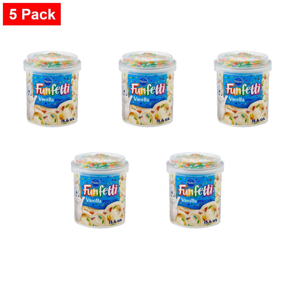Pillsbury Funfetti Vanilla Frosting 15.6 oz - 5 Pack - Walmart.com