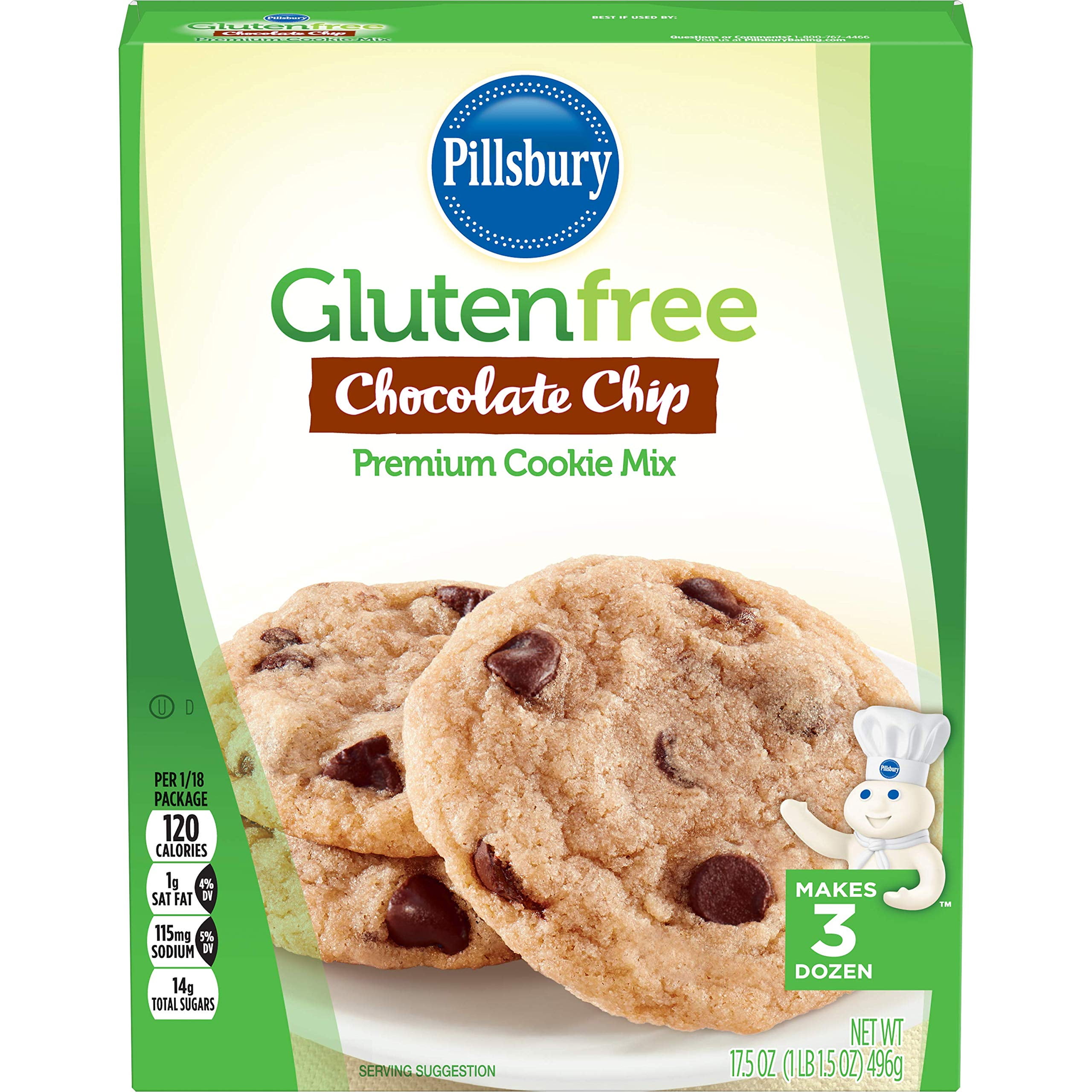 Pillsbury Gluten-Free Chocolate Chip Premium Cookie Mix, 17.5 Ounce ...
