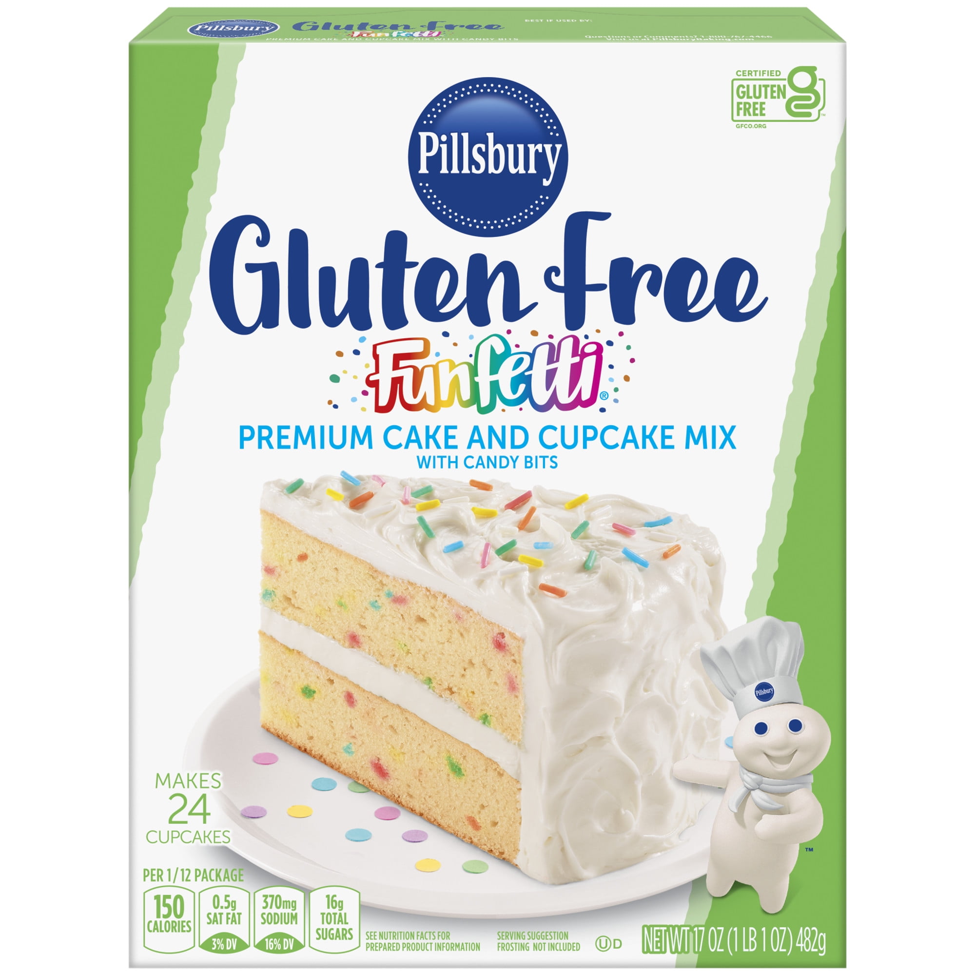 Pillsbury Gluten Free Funfetti Cake Mix, Bake at Home with Candy Bits ...