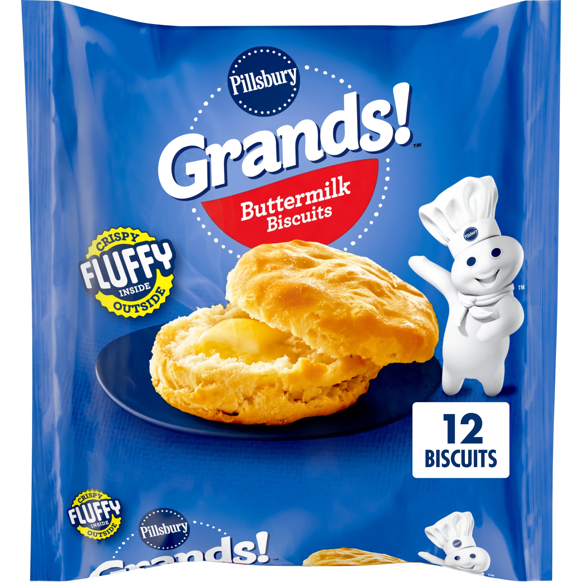 Pillsbury Biscuits Frozen Dough 12 Count Buttermilk Flaky Baking ...
