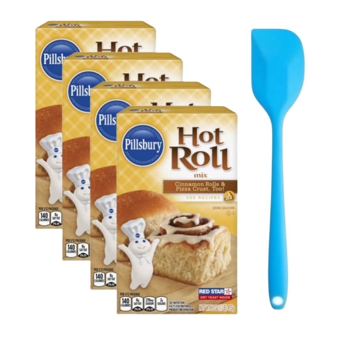 Pillsbury Hot Roll Mix, 16 Oz Box (4 pack) and 8in Silicone Spatula ...