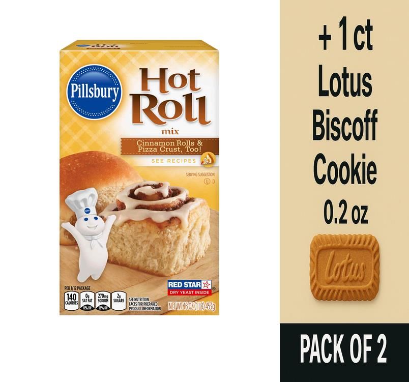 Pillsbury Hot Roll Mix - 16 oz - Pack of 2 & Lotus Biscoff Cookie - 0.2 ...