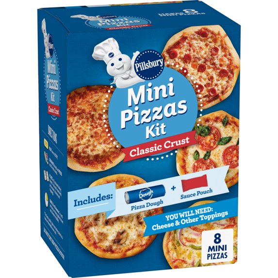 Pillsbury Mini Pizzas Kit, Classic Crust, Refrigerated Pizza Dough, 20. ...