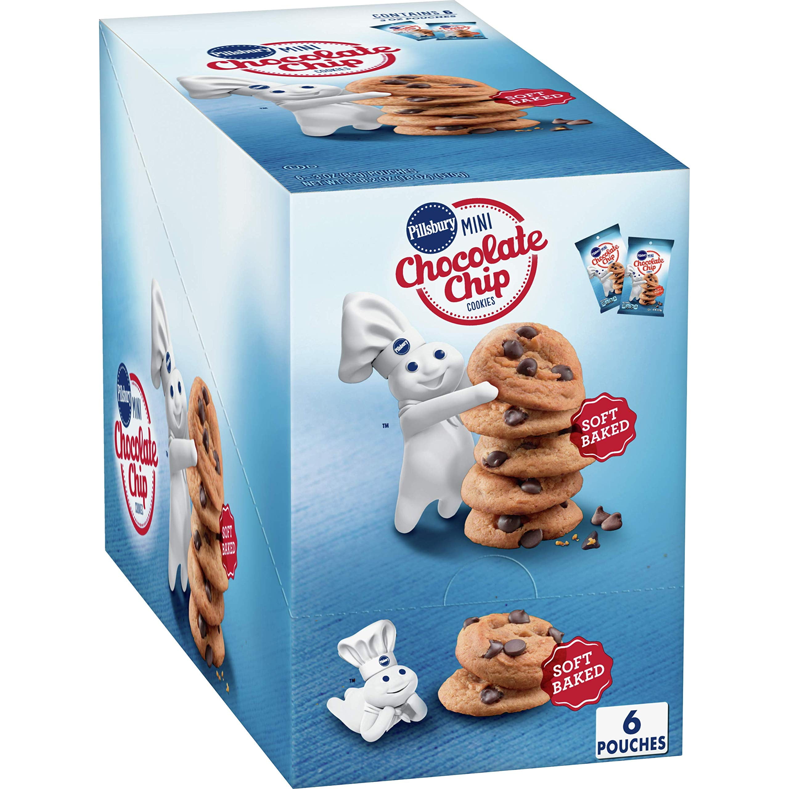 Pillsbury Mini Soft Baked Chocolate Chip Cookies, 3 Oz, 6 Count (Pack ...