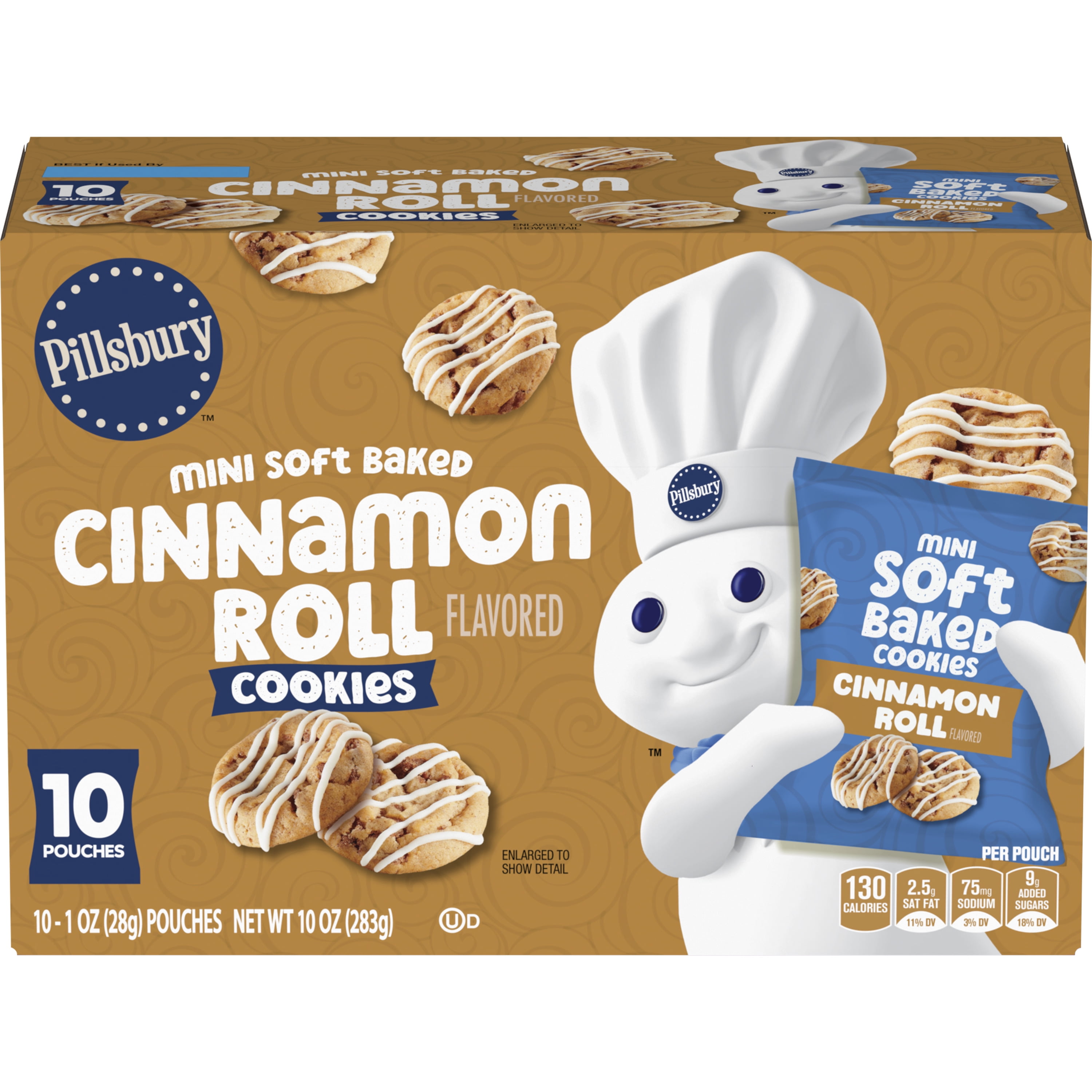 Pillsbury Mini Soft Baked Cookies, Cinnamon Roll, Snack Bags, 10 ct ...