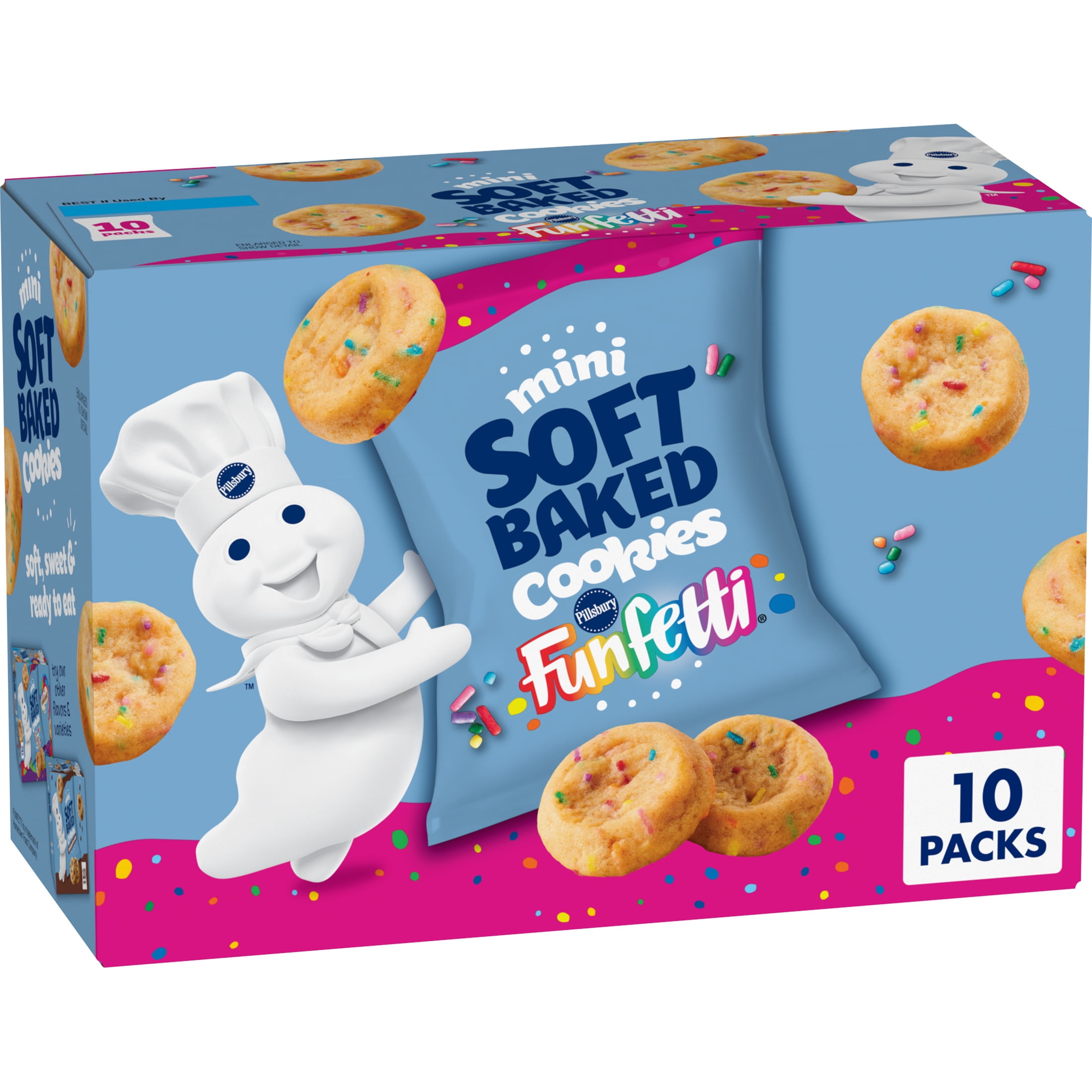 Pillsbury Mini Soft Baked Funfetti Cookies, Ready to Eat, Snack Pouches ...