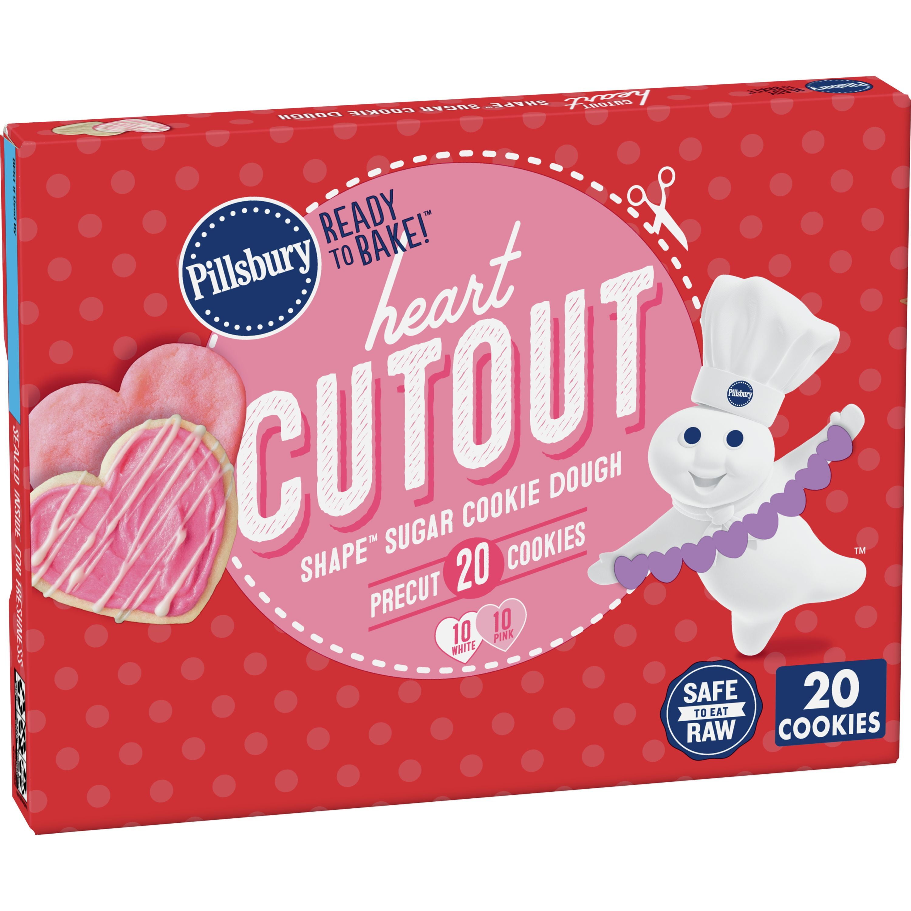Pillsbury Ready To Bake Heart Cutout Shape Sugar Cookie Dough, 20 ...