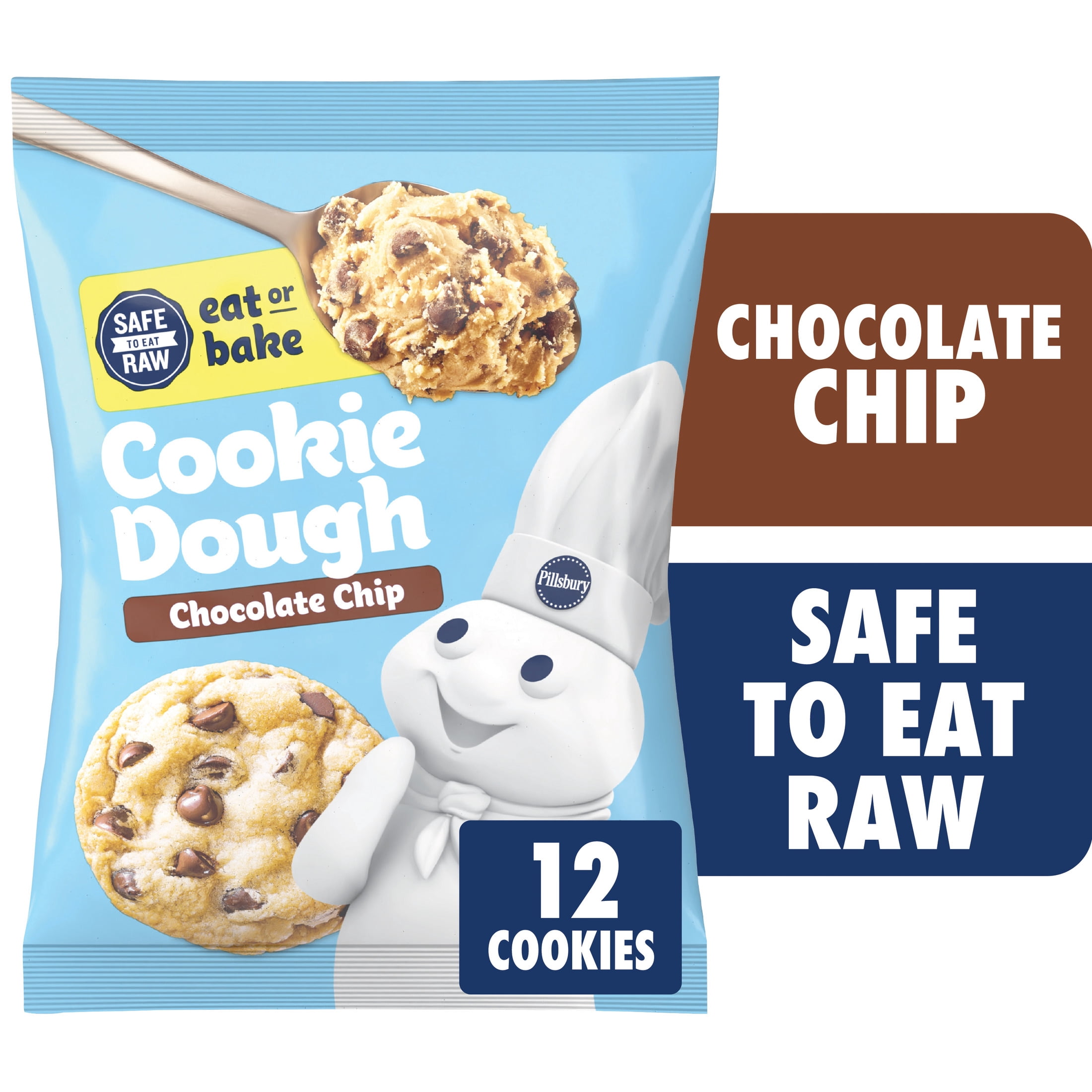Pillsbury Ready to Bake Refrigerated Cookie Dough, Chocolate Chip, 16 ...