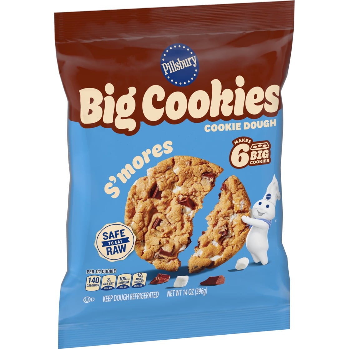 Pillsbury Ready to Bake! Big Cookies S'mores Cookie Dough, 6 Count, 14 ...
