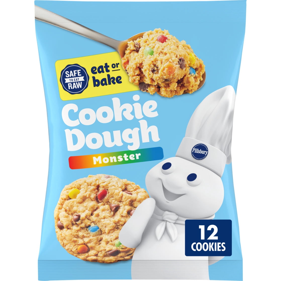 Pillsbury Cookie Dough Ready to Bake Monster 16 oz with Oats Peanut ...