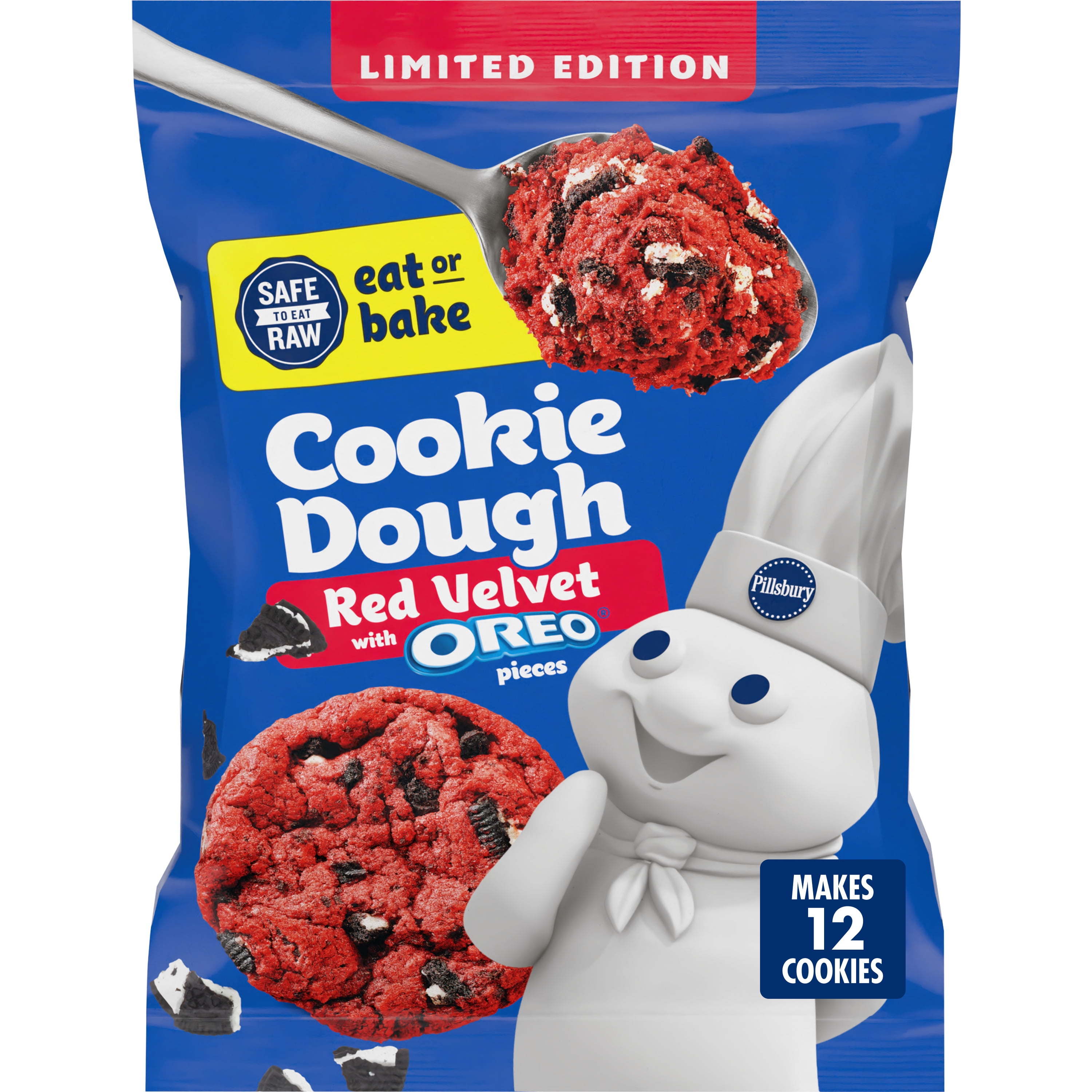 Pillsbury Ready to Bake! Red Velvet with Oreo Pieces Cookie Dough 12 Count - Walmart.com