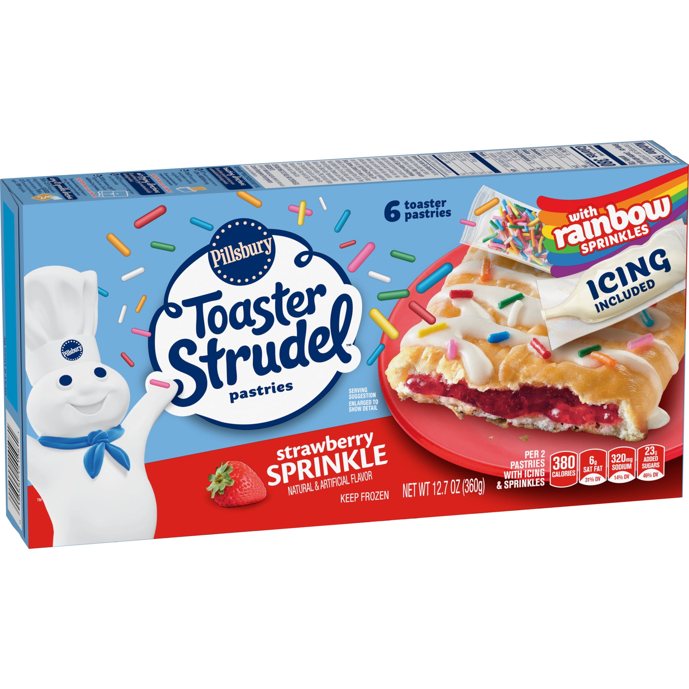Pillsbury Toaster Strudel Strawberry Sprinkle Frozen Pastries with ...