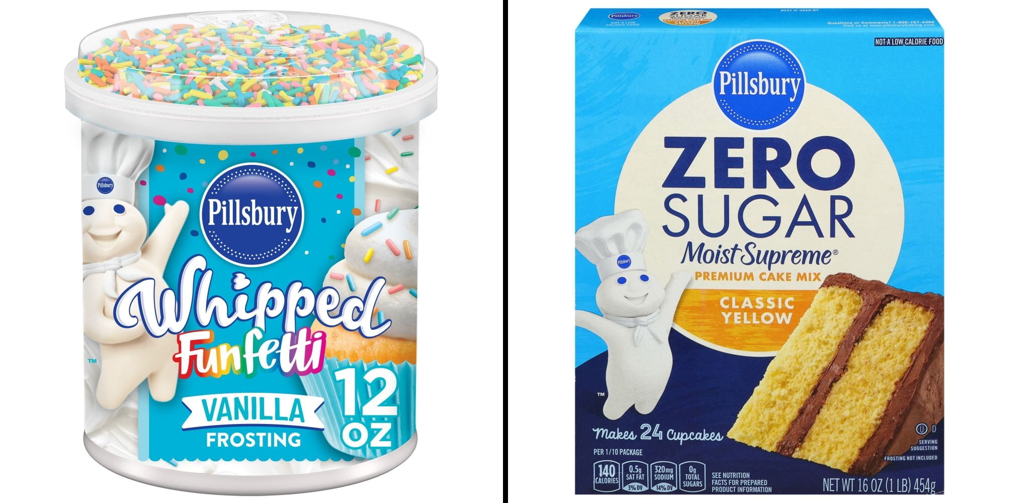 Pillsbury Whipped Funfetti Vanilla Frosting 12 oz & Pillsbury Zero ...