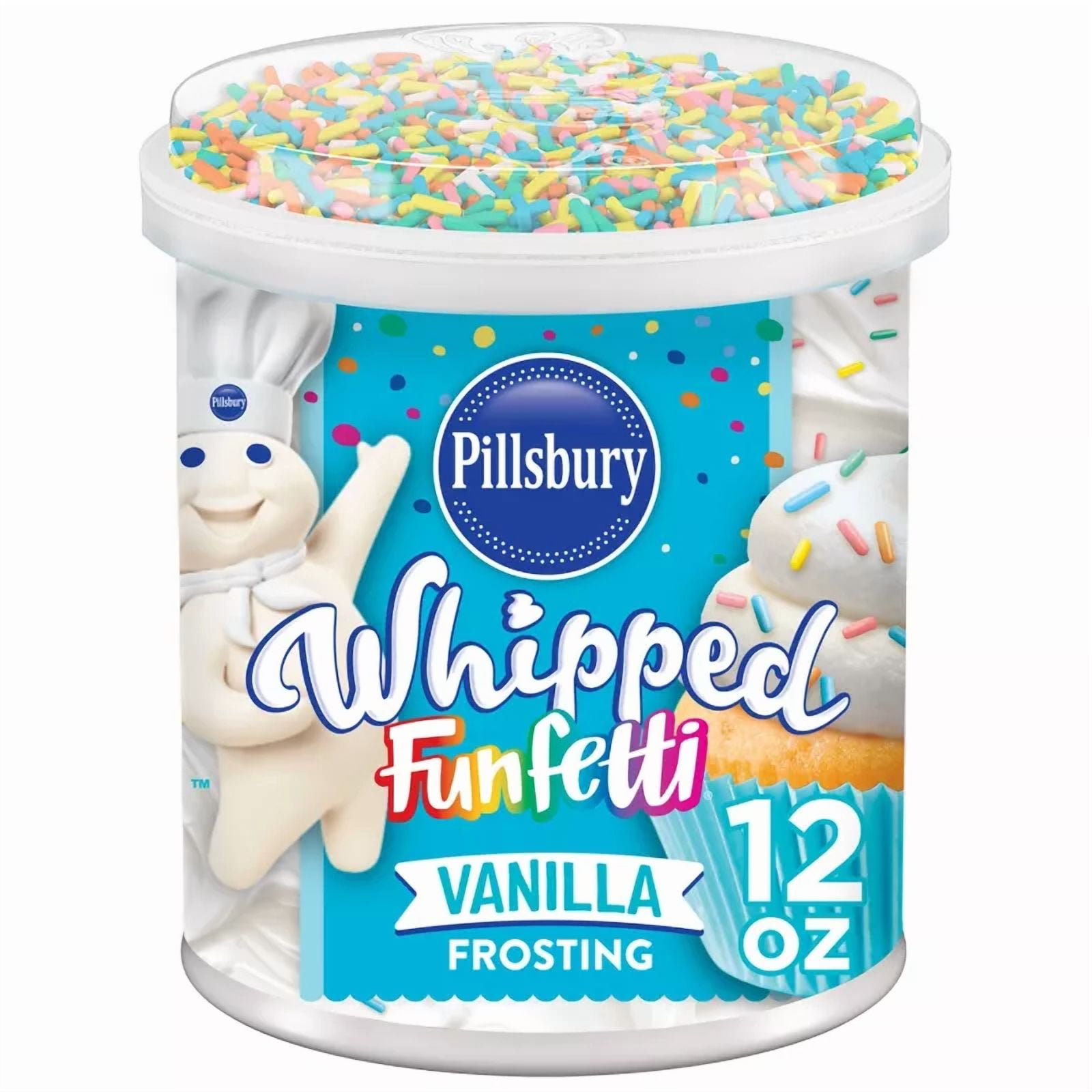 Pillsbury Whipped Funfetti Vanilla Frosting Light Fluffy Sweet Vanilla ...