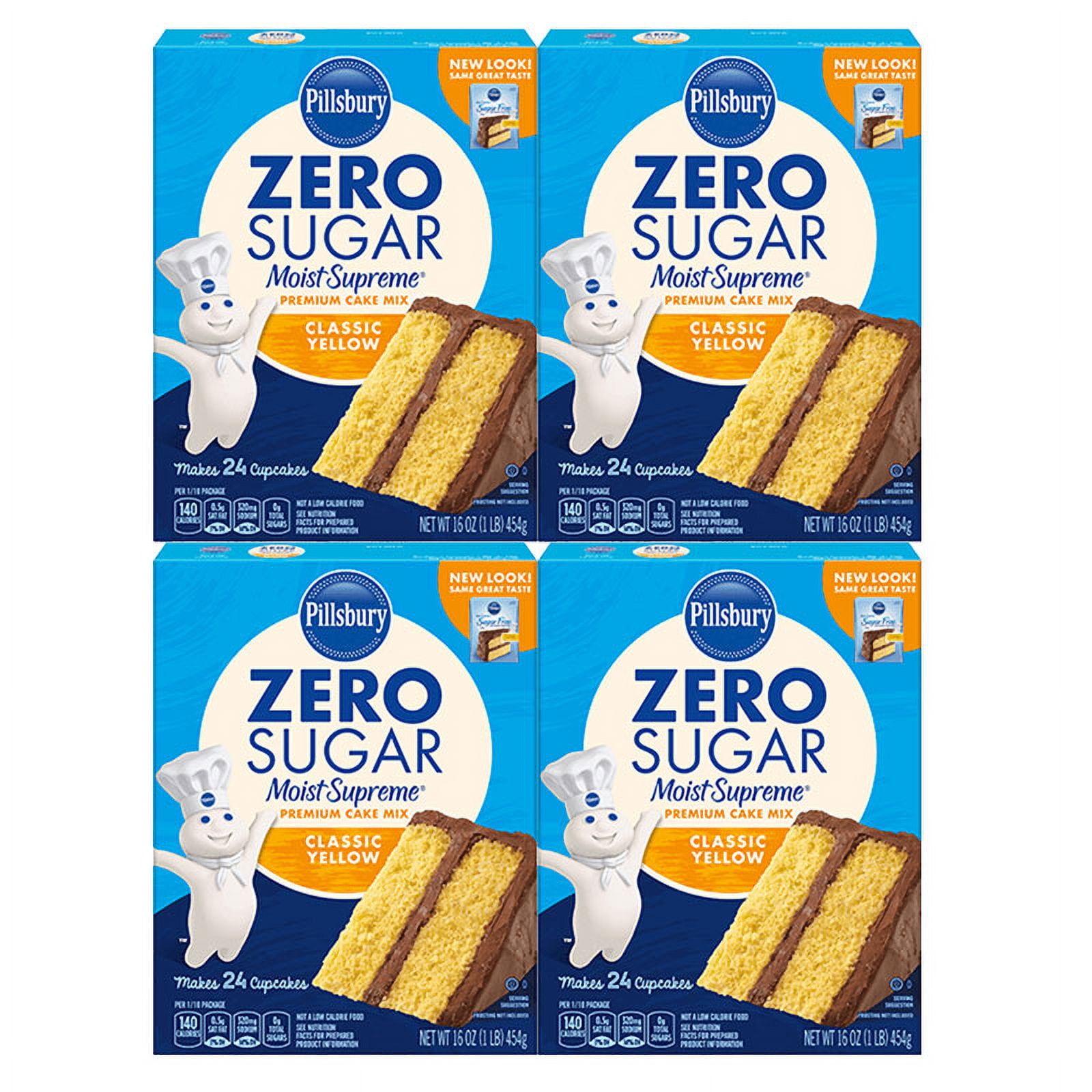 Pillsbury Zero Sugar Moist Supreme Classic Yellow Premium Cake Mix, 16 ...