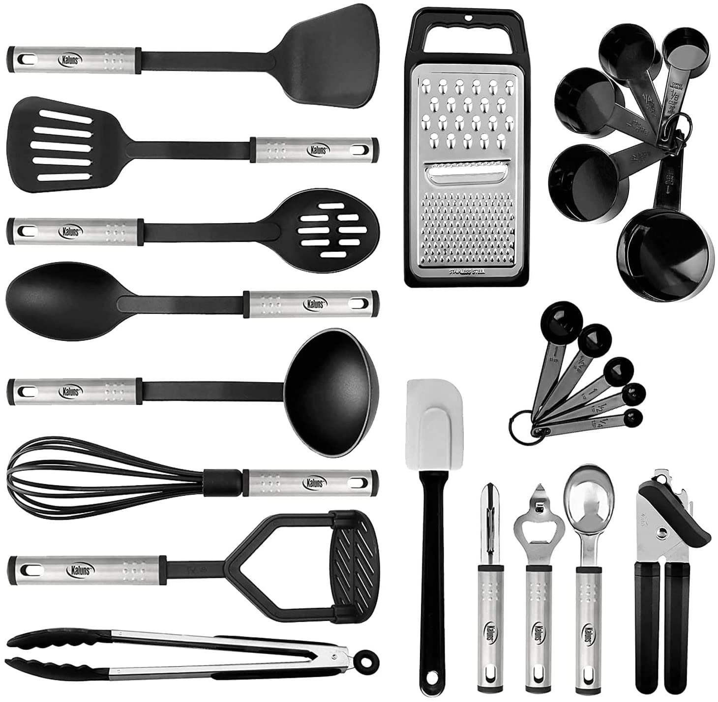 PillyBalla Kitchen Utensil Set 24 Nylon and Stainless Steel Utensil Set ...