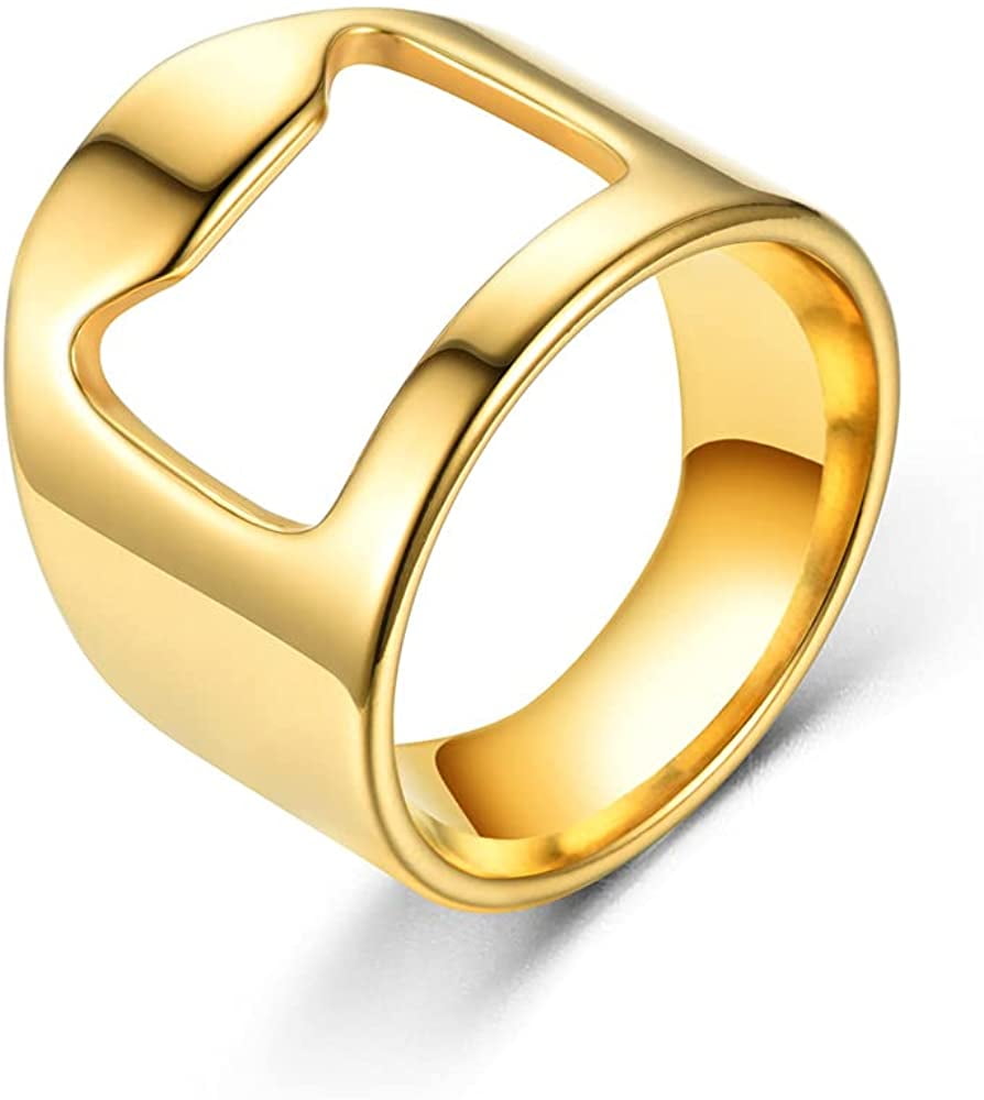 PillyBalla Stainless Steel Biker Finger Bottle Opener Ring for Men ...