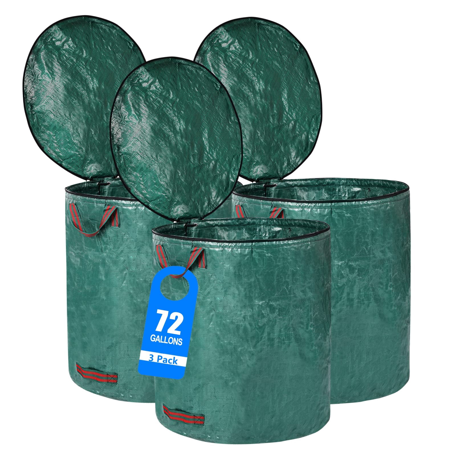 Pilntons 3 Pack 72 Gallons Reusable Yard Waste Bags with Lid Extra ...