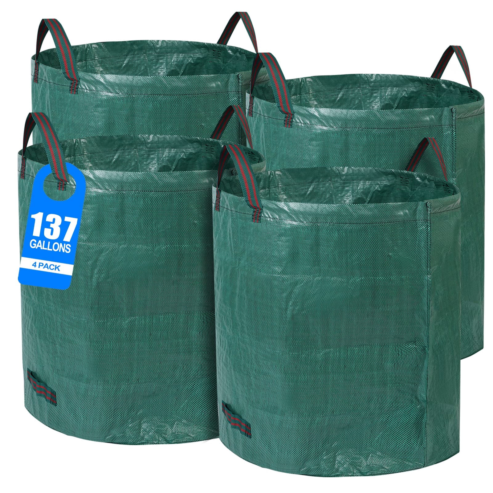 Pilntons 4 Pack 137 Gallons Reusable Yard Waste with Double Bottom ...