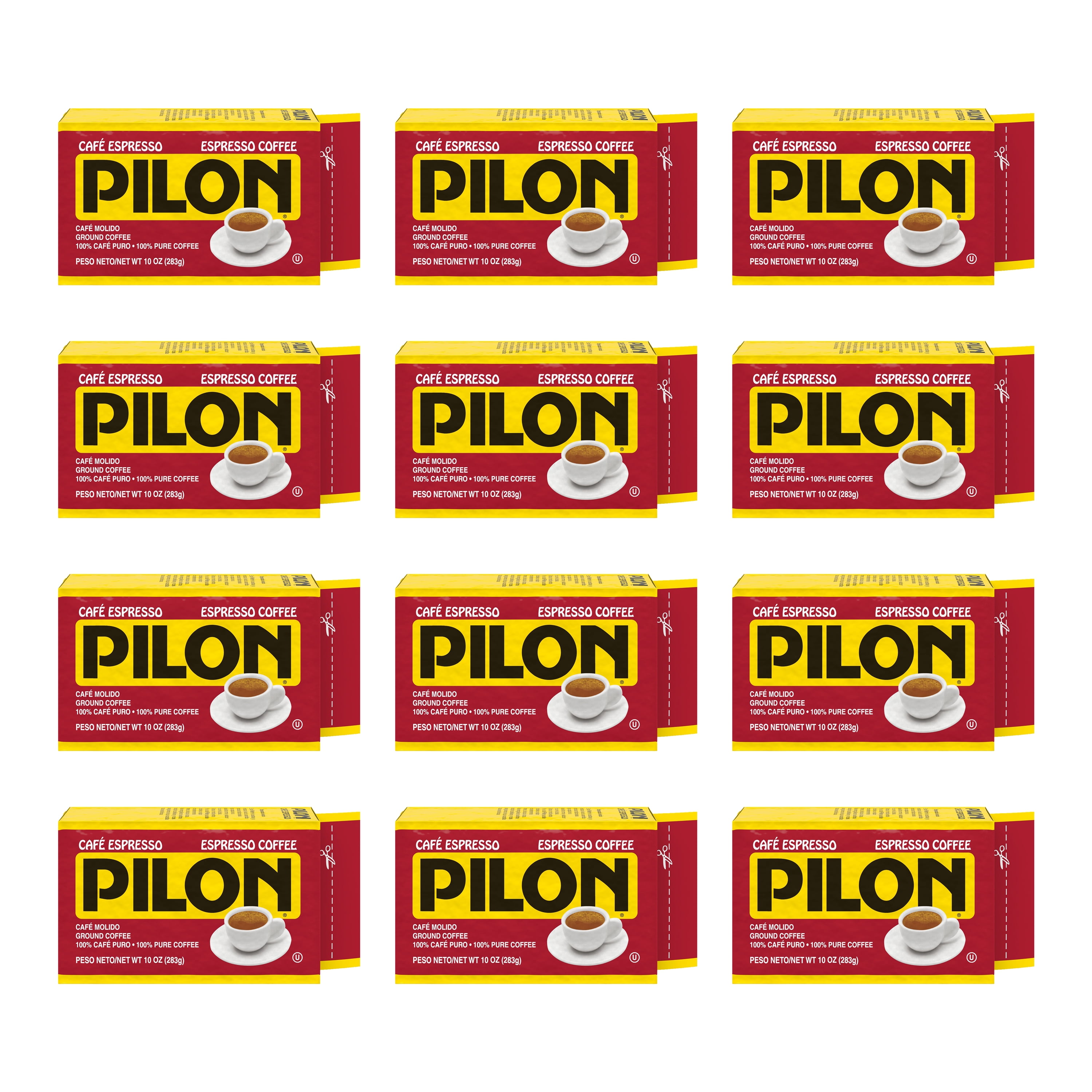 (12 Pack) Pilon Espresso Ground Coffee, 10 oz Bricks - Walmart Business ...