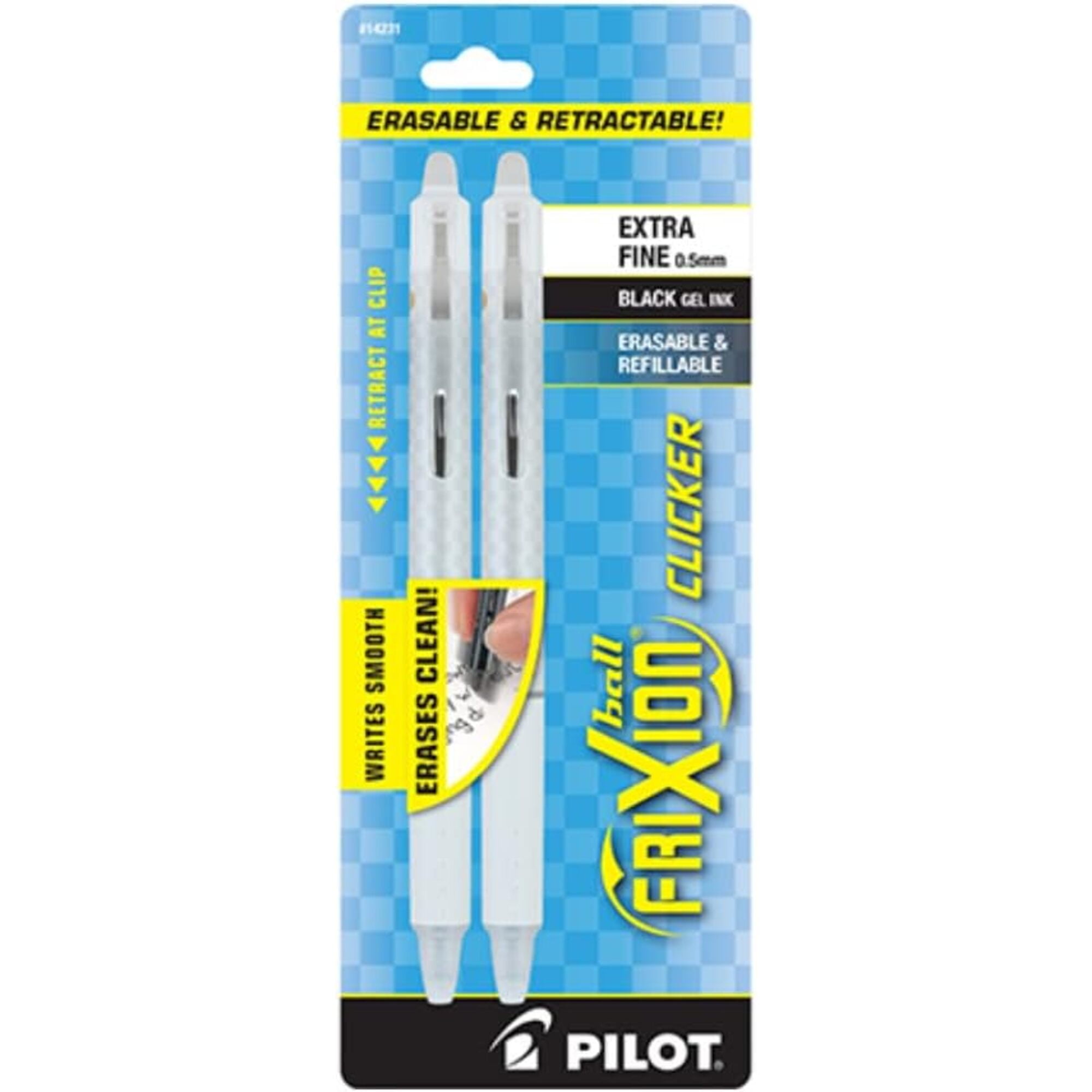 Pilot 14231 Frixion Ball Clicker White Erasable Gel Pen, Pack of 2 ...