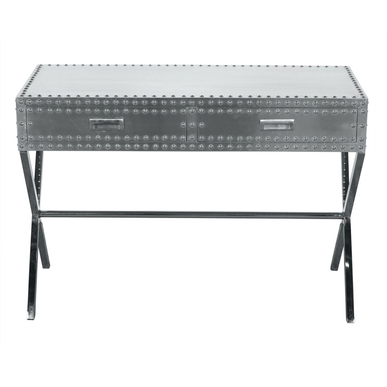 Pilot 2-Drawer Console Table with Silver Aluminum Cladding and Steel ...