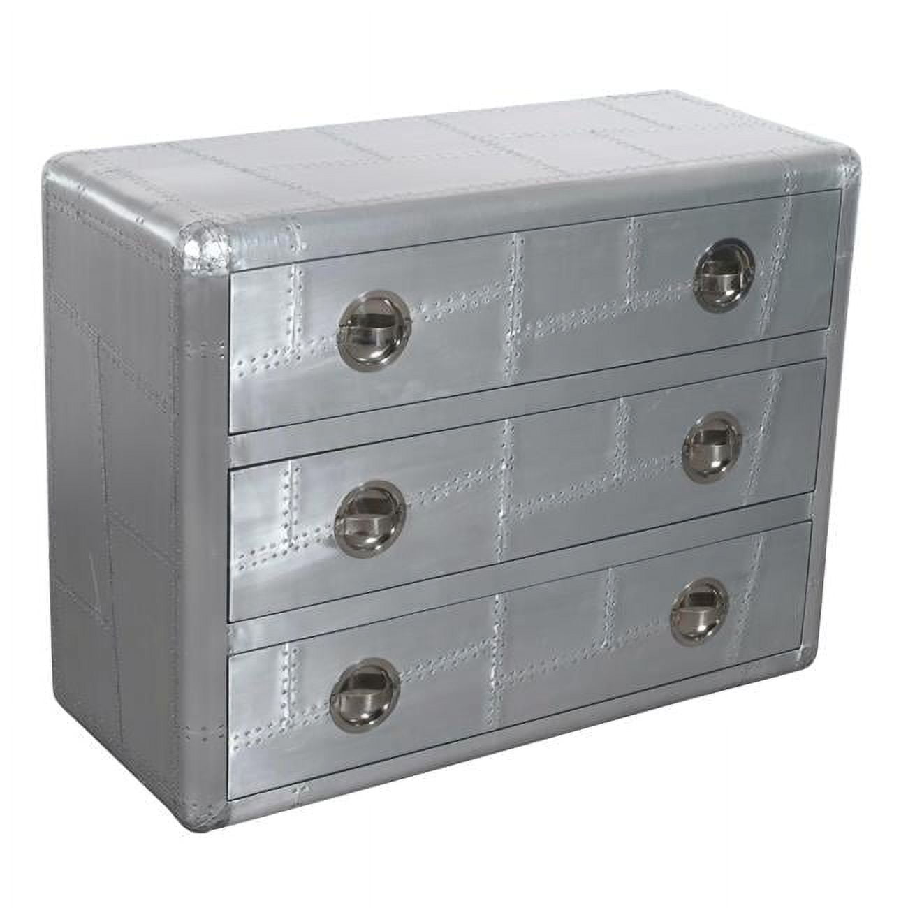 Pilot 3-Drawer Chest with Silver Aluminum Cladding and Exposed Steel ...