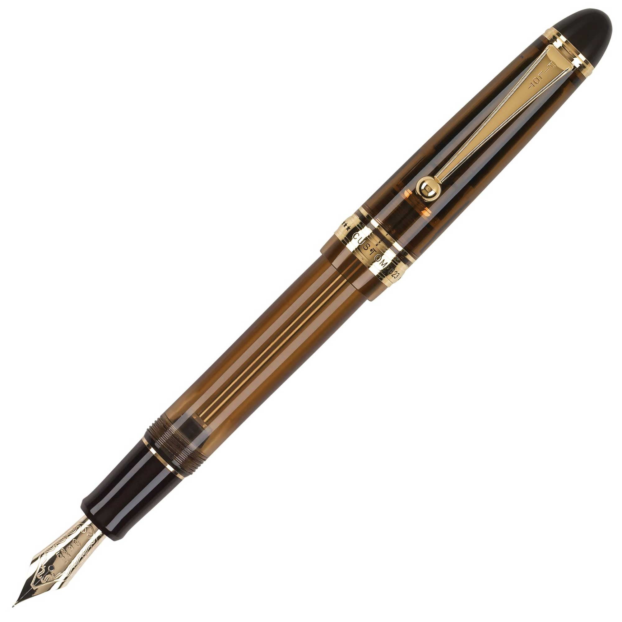 Pilot Custom 823 Amber Brown Broad Nib Fountain Pen with Ink Writing ...
