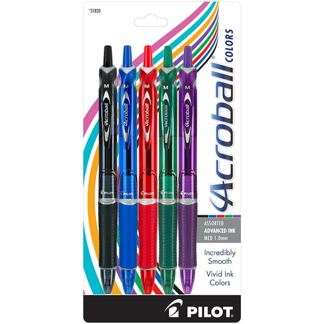 Pilot Acroball Colors Advanced Ink Pen, Medium Point, Assorted Barrels ...