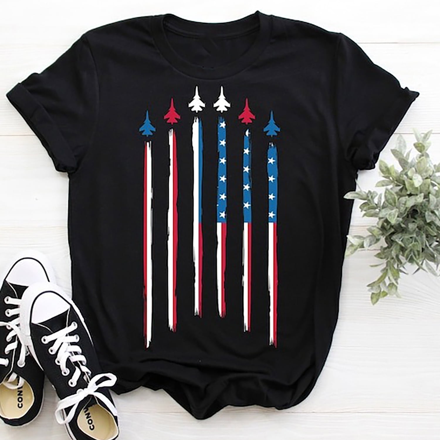 Pilot Airplane American Flag Military Jet T-Shirt, Aviation Shirts, 4th ...