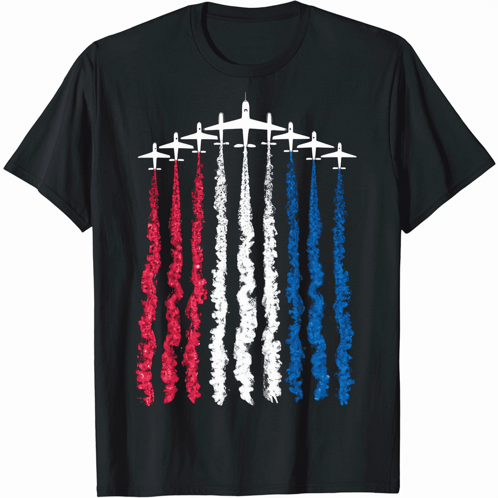 Pilot Airplane American Flag Plane Aviation Short Sleeve T-Shirt ...