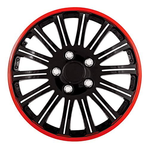 Pilot Automotive 16 Inch Formula Universal Hubcaps Set of 4 - Black/Red ...