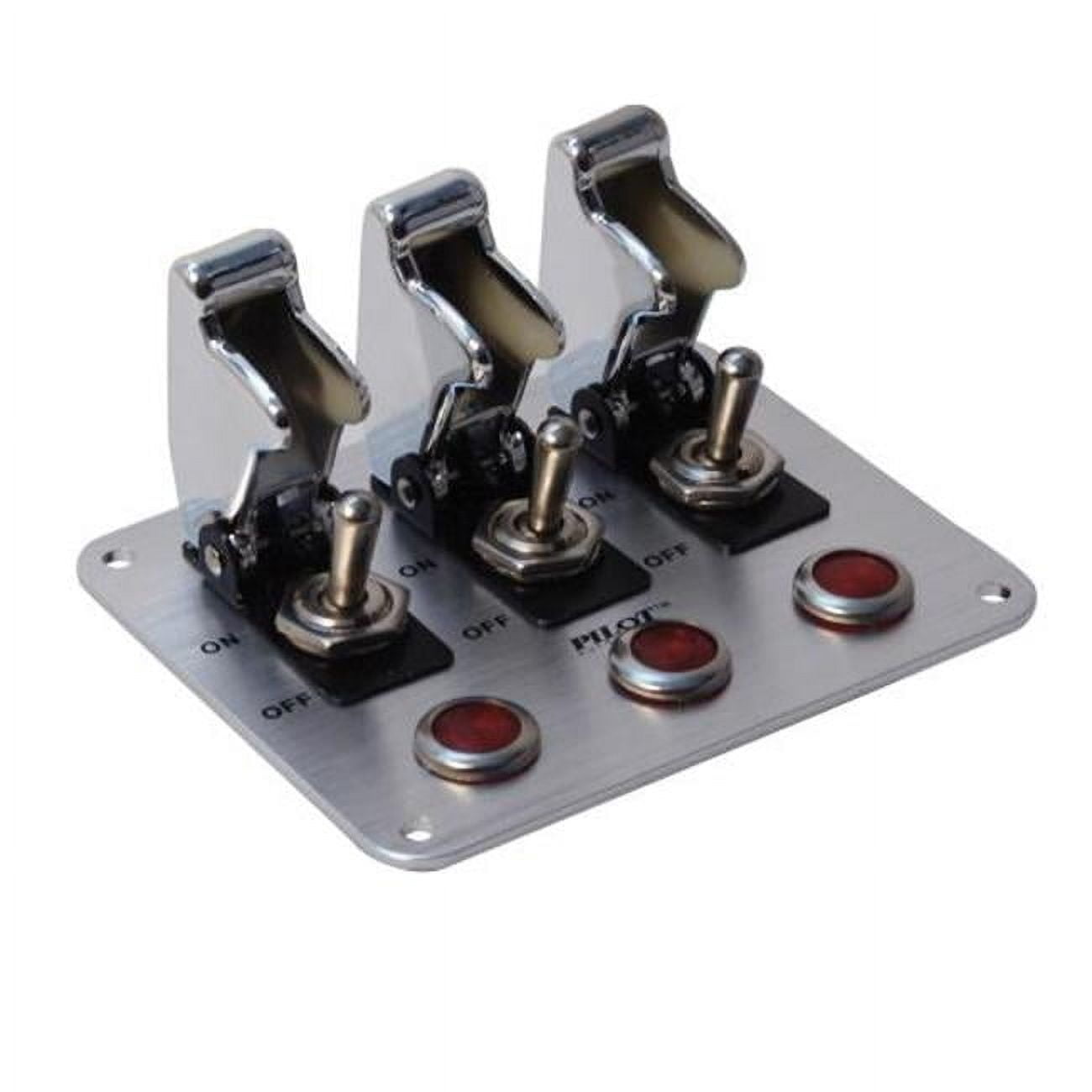 Pilot Automotive PL-SW53CR 3 Row Chrome Safety Cover Toggle Switch With ...