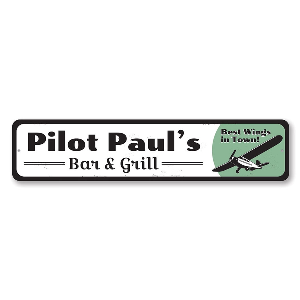 Pilot Bar & Grill Sign, Best Wings in Town Name Sign, Custom Airplane ...